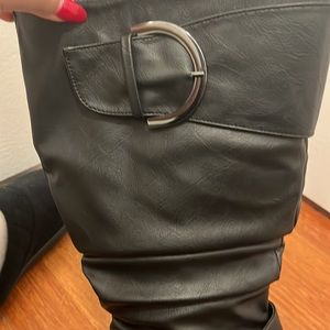 TOP Moda | Shoes | Never Worn Top Moda Buckle Black Wedge Boots | Poshmark